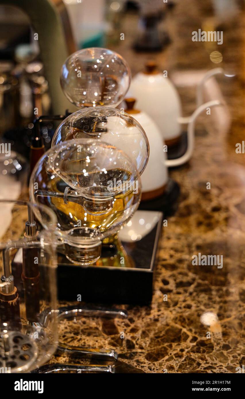 Coffee shop interior, Accessories and coffee making equipment in luxury ...