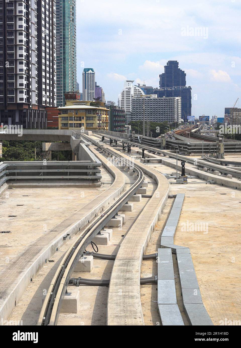 Construction of Mass Rail Transit track line, railway construction work ...