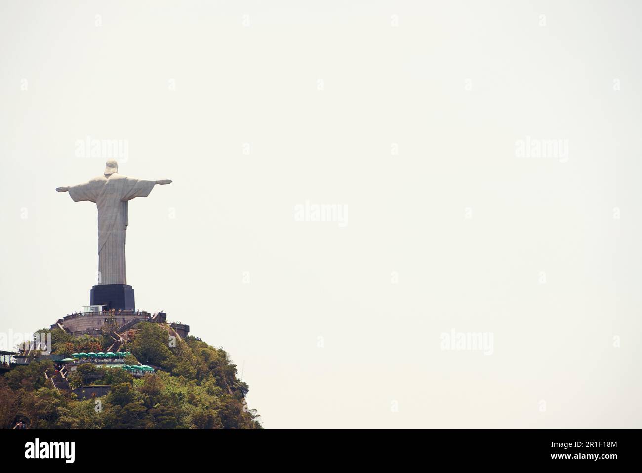 Brazil, statue and aerial of Christ the Redeemer on hill for tourism ...