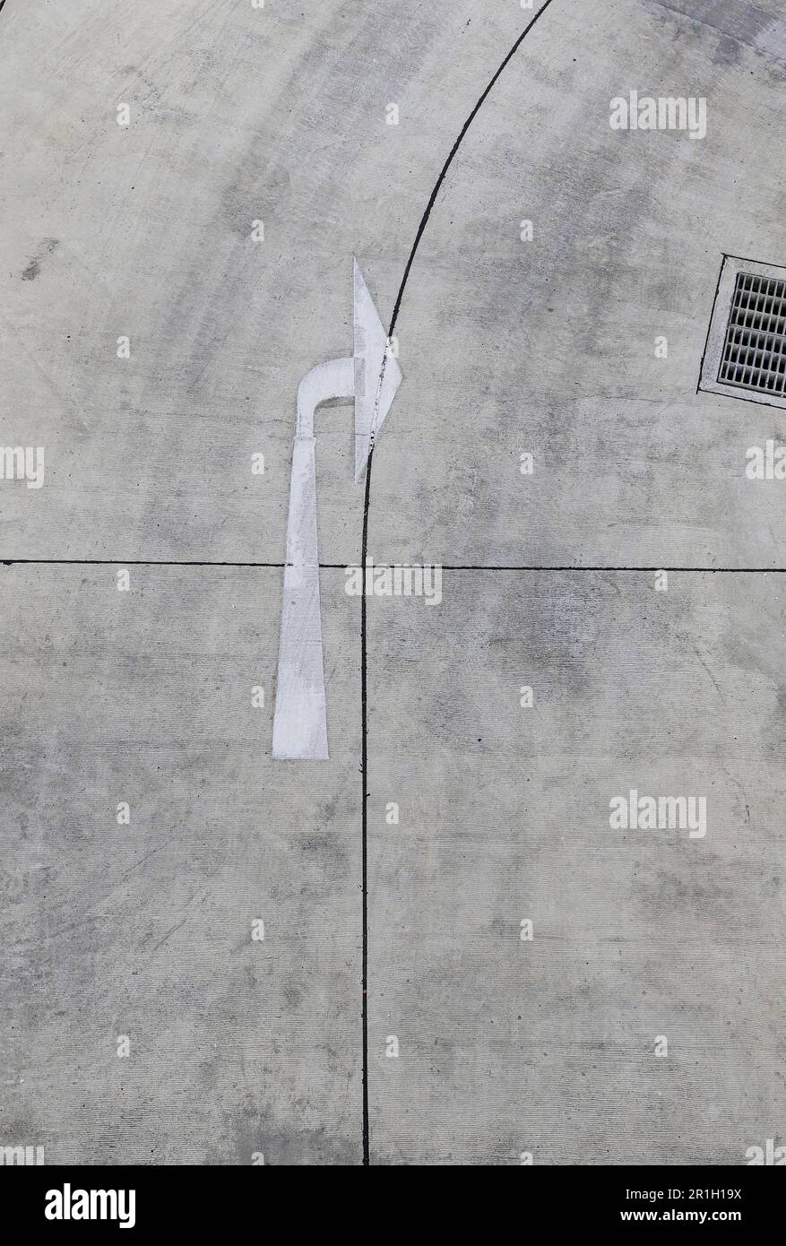 Turn right Arrow signs as road markings on a street with lanes and ...