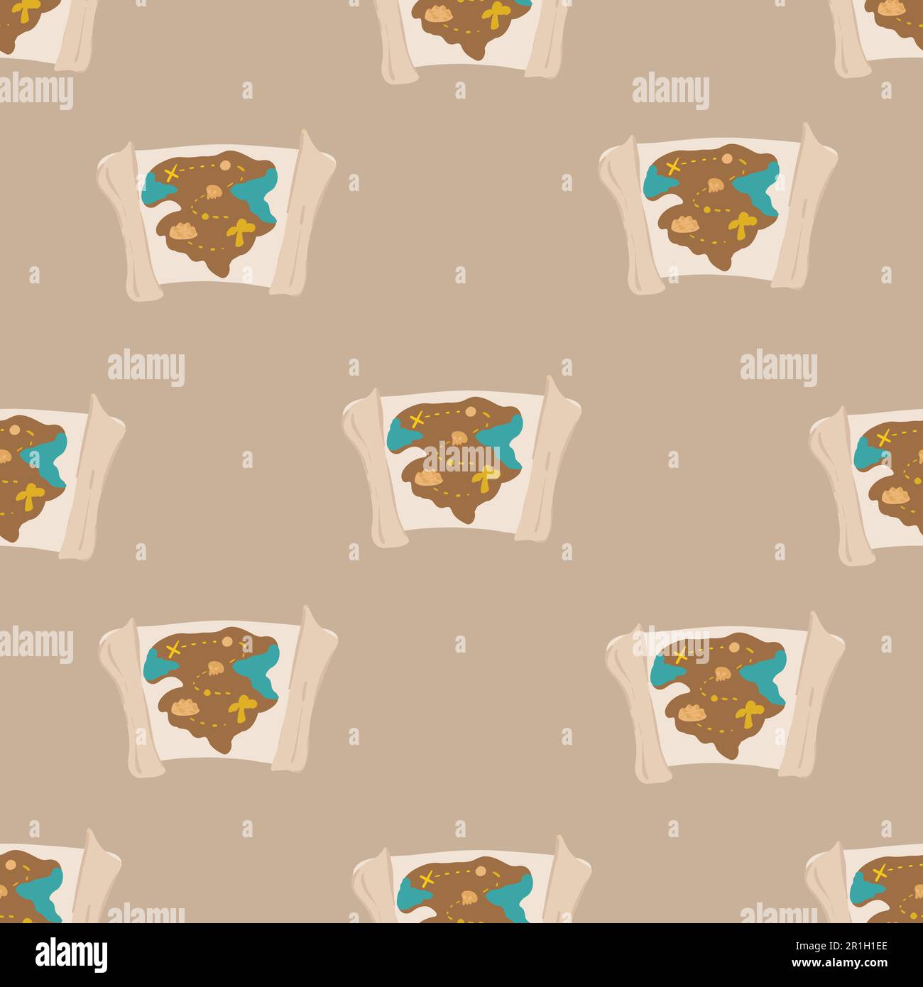 Hand drawn seamless pattern - treasure map. vector Stock Vector Image ...