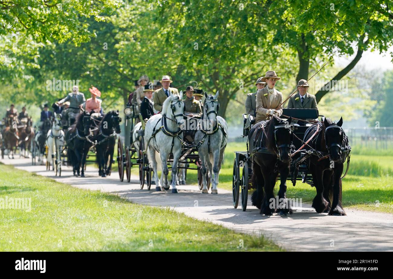 Lady Louise Windsor (right) drives a carriage in the Pol Roger Meet of ...