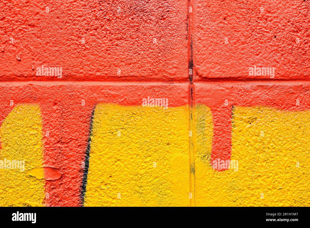 Orange and yellow color paint on old concrete wall texture Stock Photo ...