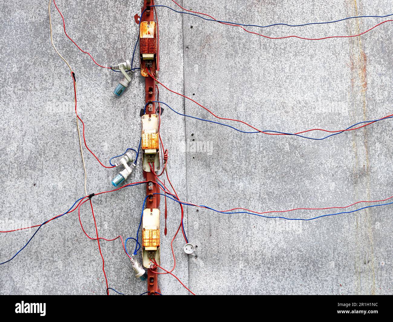 Old messy electrical equipment on abandon billboard panel Stock Photo ...