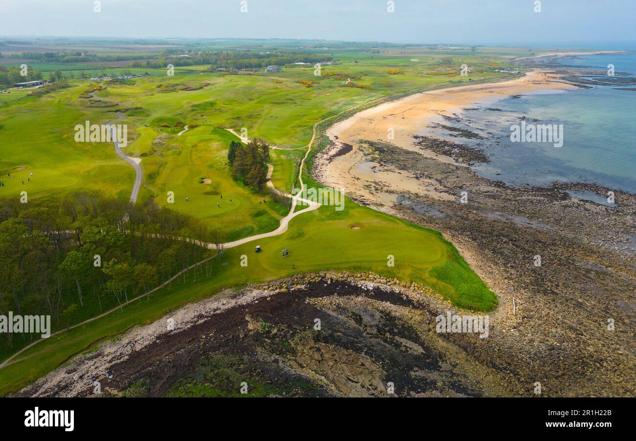 Aerial view of Kingsbarns Golf Links golf course in Kingsbarns, Fife ...
