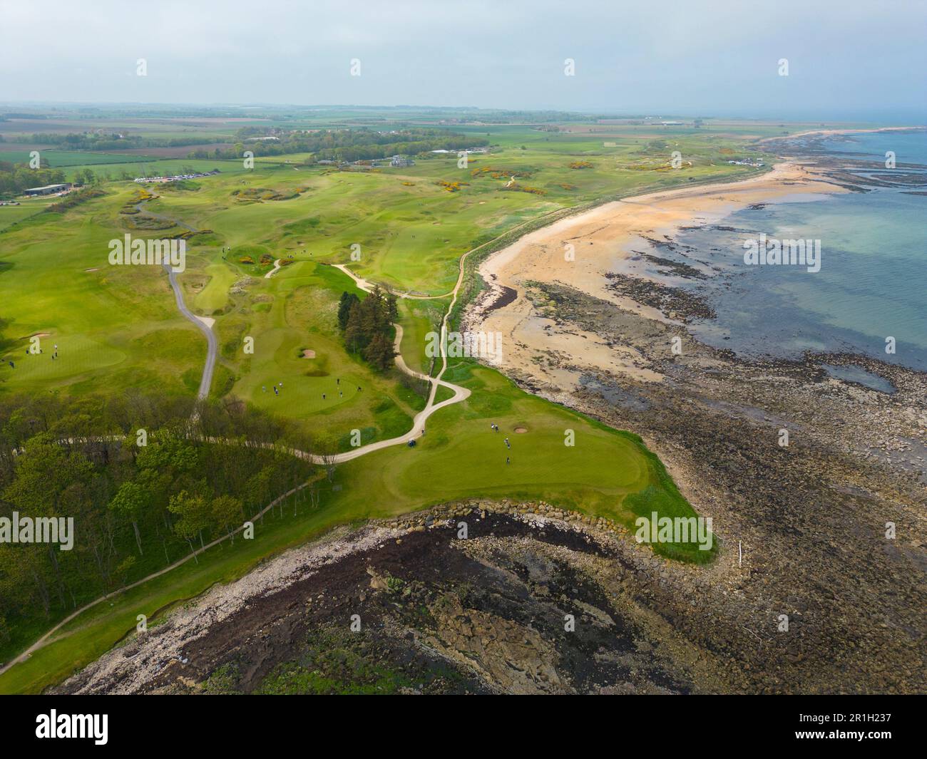 Aerial view of Kingsbarns Golf Links golf course in Kingsbarns, Fife ...