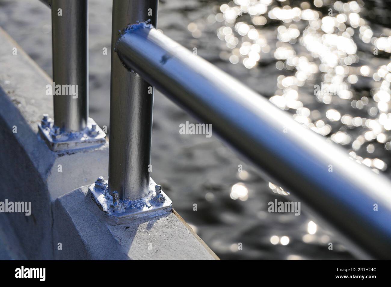 Close up usage of chrome, stainless steel, inox fence or alu fence ...