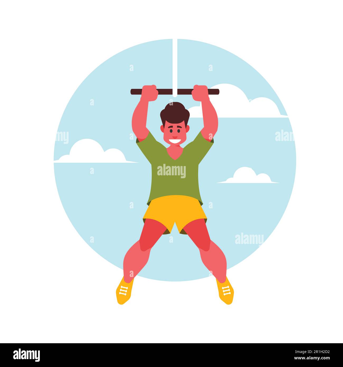 Man doing pull-ups on horizontal bar Flat vector illustration Stock ...