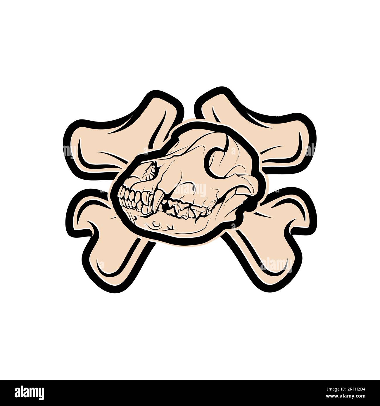 Cartoon Dog Skull And Crossbones
