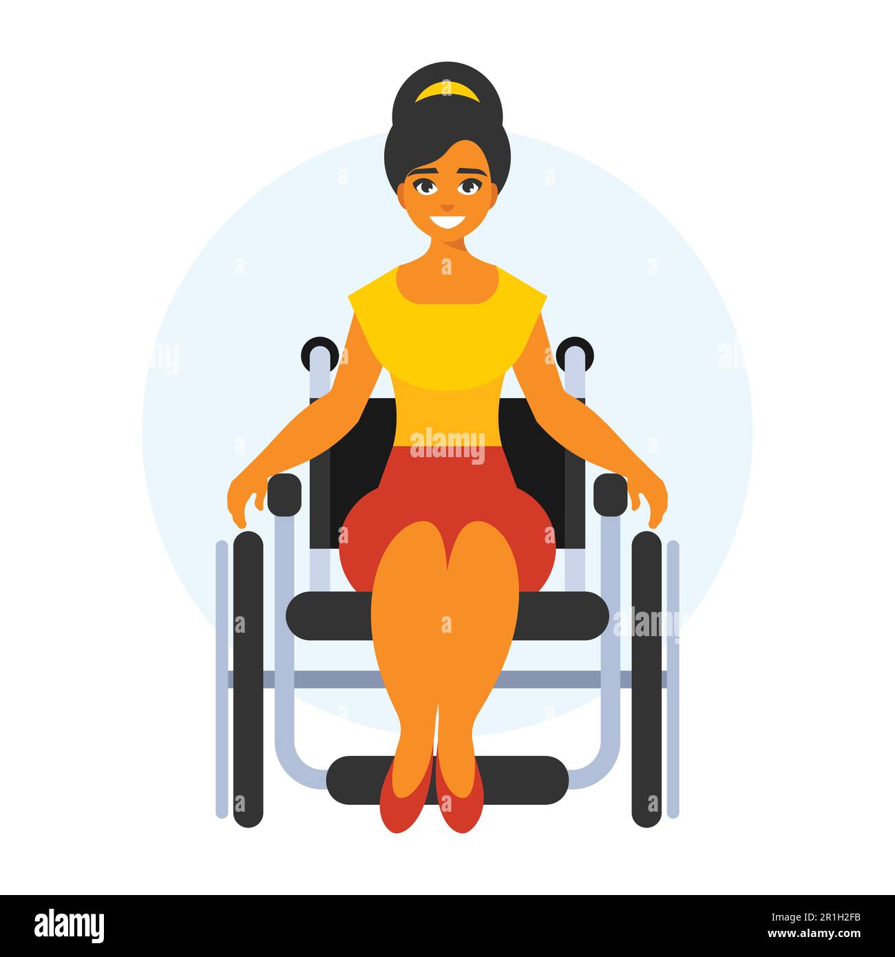 Disabled woman in a wheelchair Vector illustration in flat style Stock ...