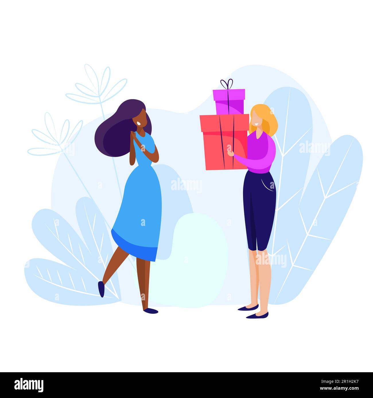 Woman holding gifts in Stock Vector Images - Alamy