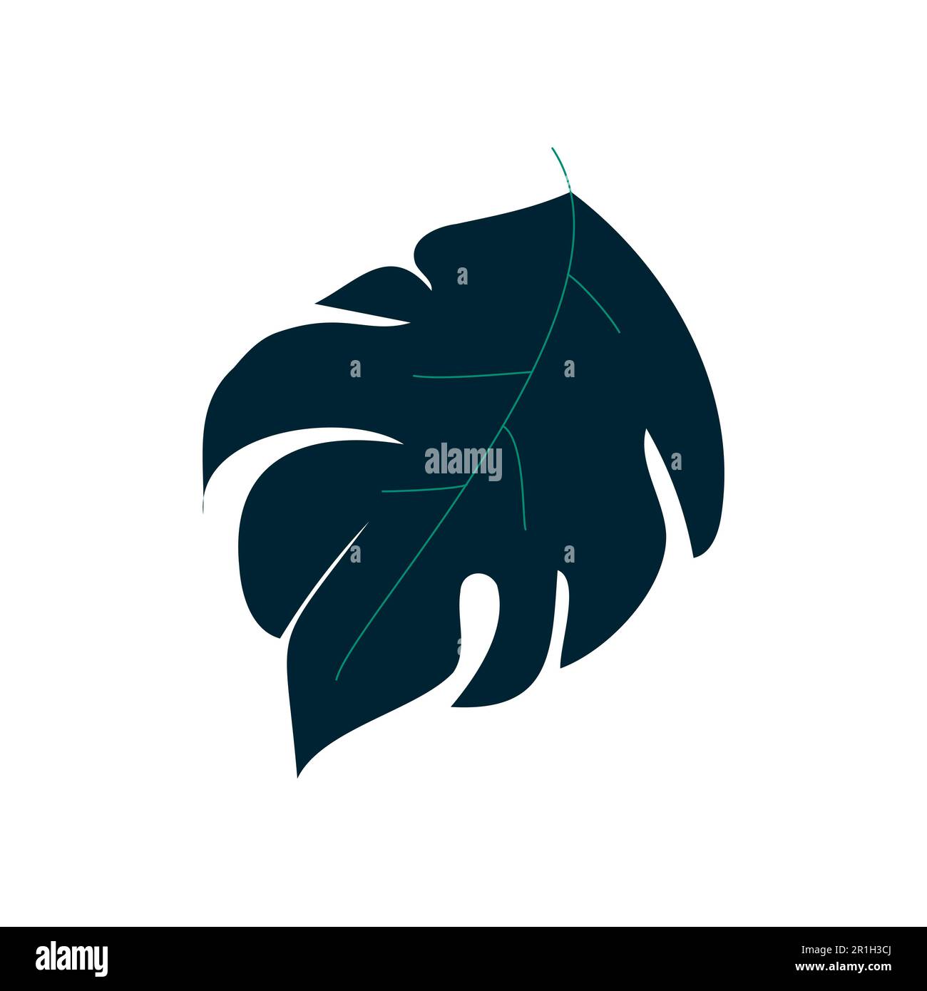 monstera green leaf illustration. simple flat nature design Stock ...