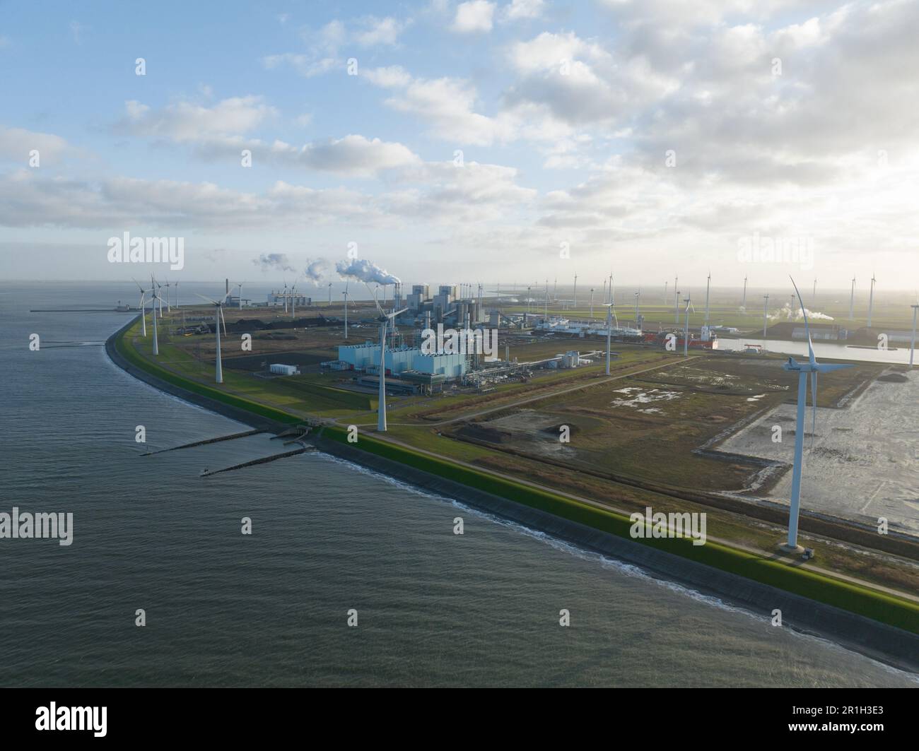 Eemshaven, Het Hogeland, 26th of December 2022. This breathtaking drone ...
