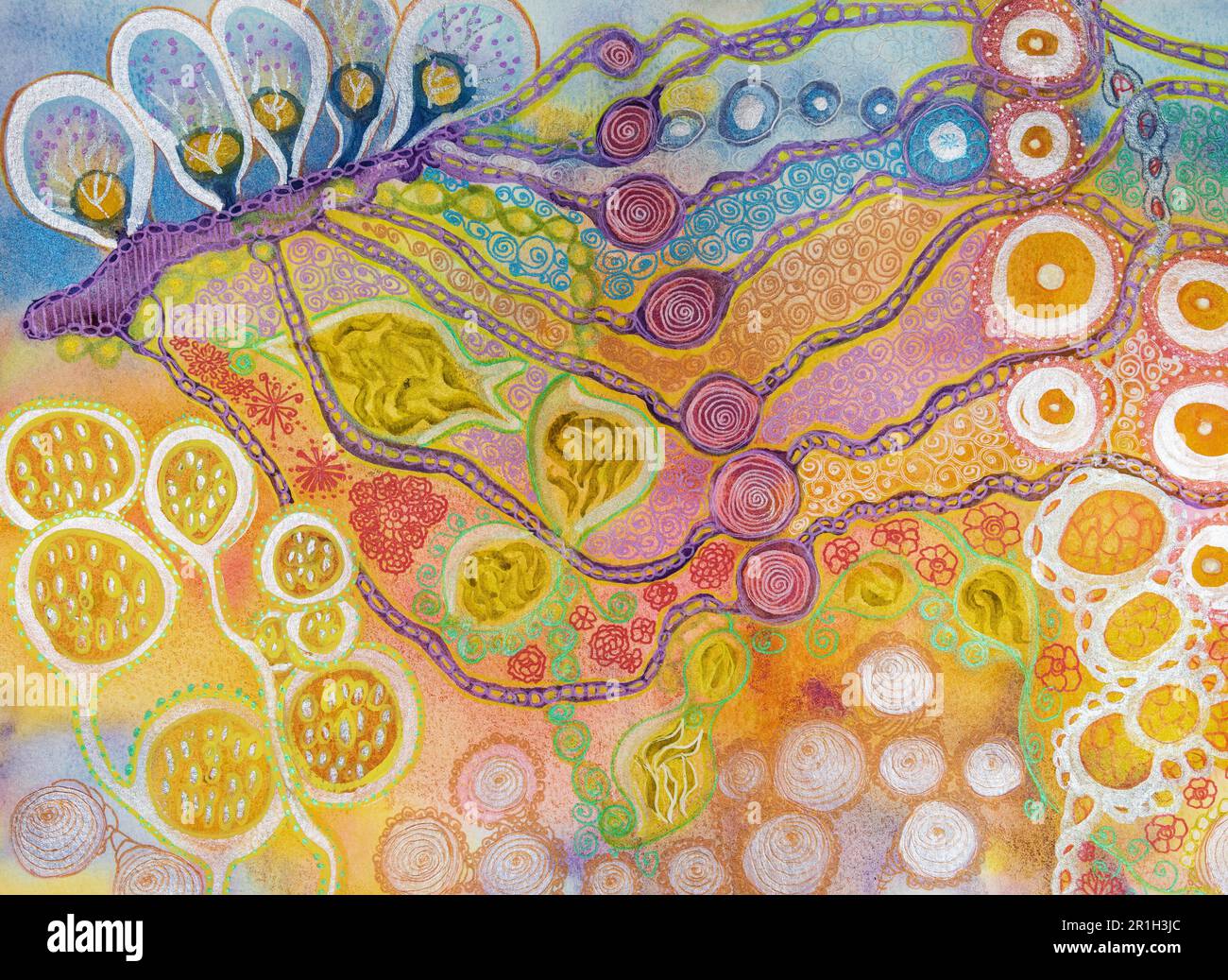 Doodling lollypops, swirls and organic shapes. The dabbing technique ...