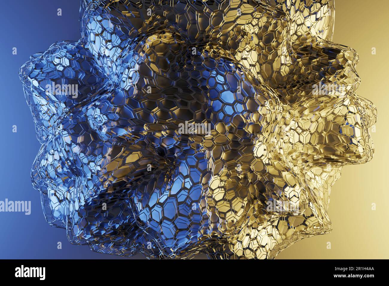 Shiny geometric hexagons forming an irregular organic shape of ...