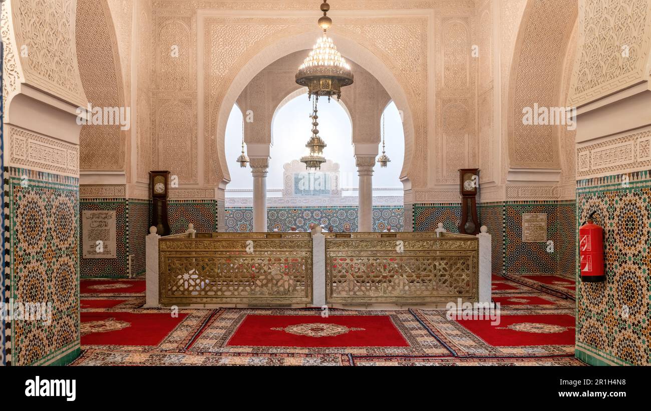 Meknes, Morocco - September 2022: Interior details of mausoleum of ...
