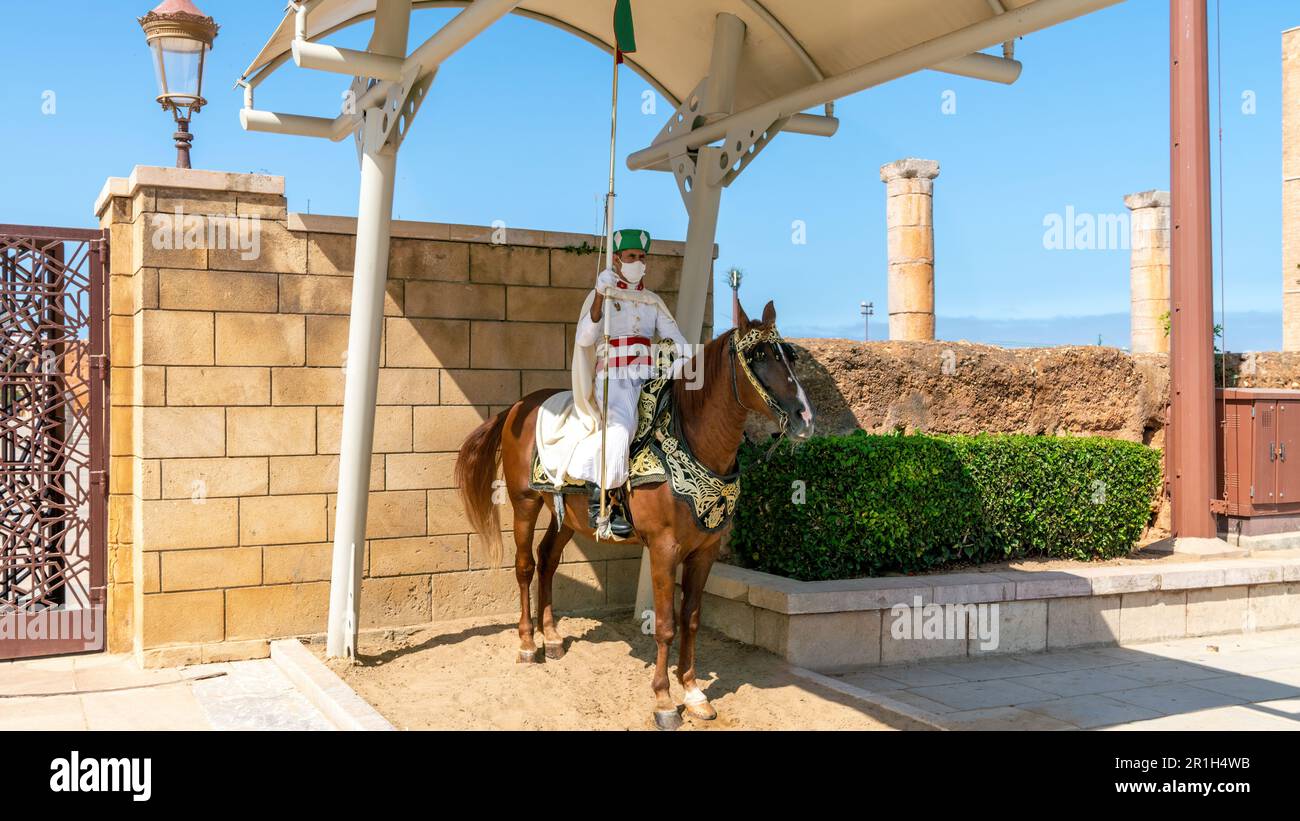 Rabat, Morocco - September 2022: A Moroccan guard on the horse in ...