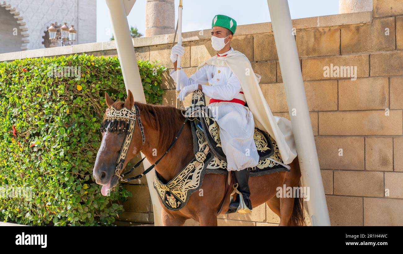 Rabat, Morocco - September 2022: A Moroccan guard on the horse in ...