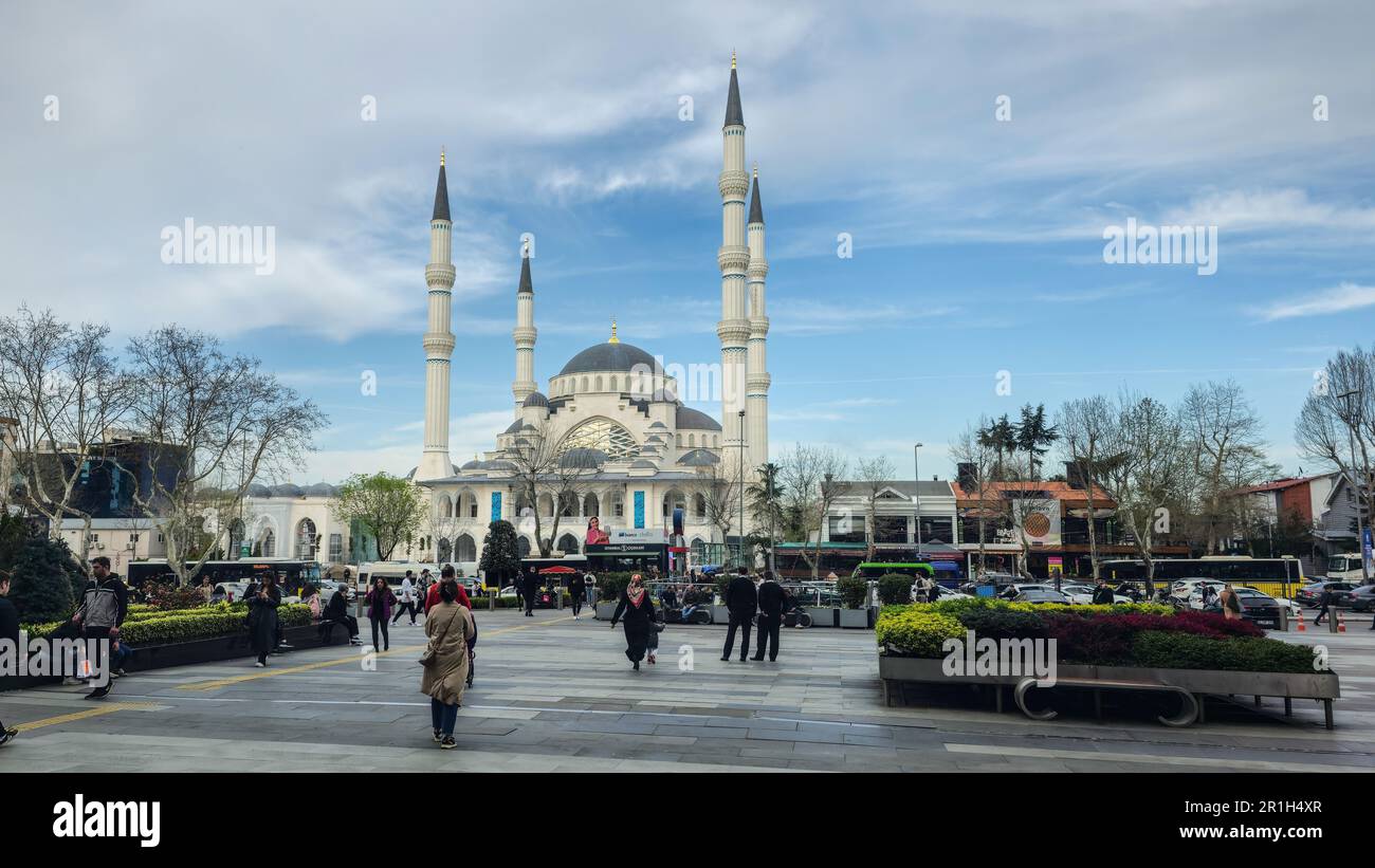 Istanbul, Turkey - April 2023: Levent Mosque is a modern mosque located ...