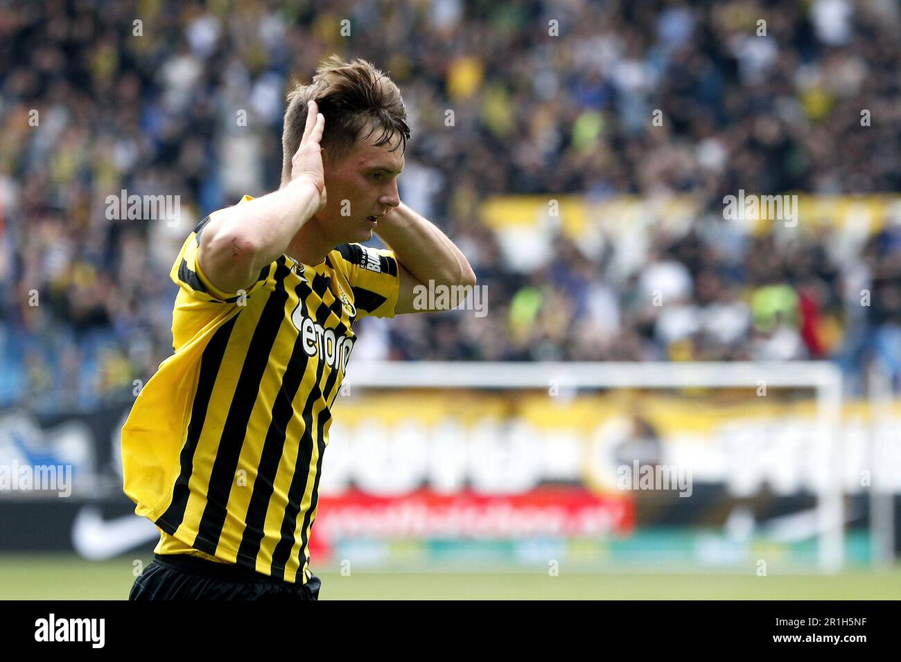 ARNHEM - Bartosz Bialek of Vitesse celebrates the 2-0 during the Dutch ...