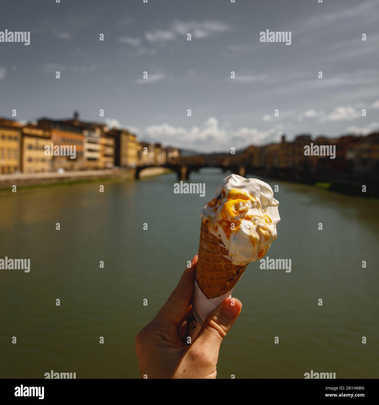 Delicious gelato cone from Florence Stock Photo - Alamy