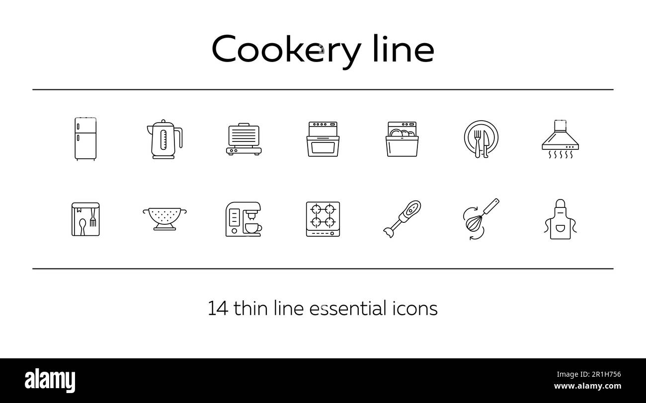 Home cookery linear icons hi-res stock photography and images - Alamy