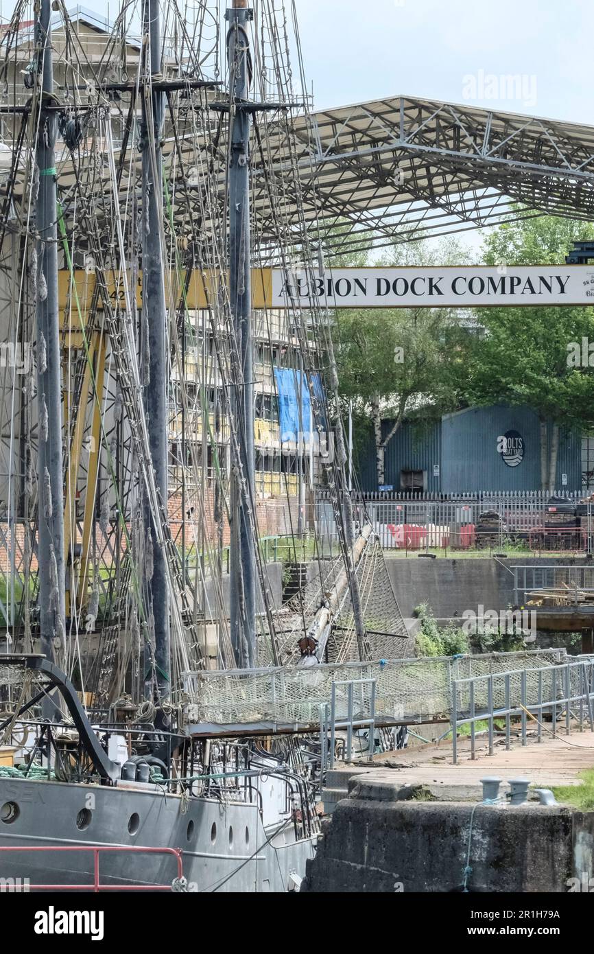 Sailing vessel Fridjof Nansen being refitted in the Albion dock in ...