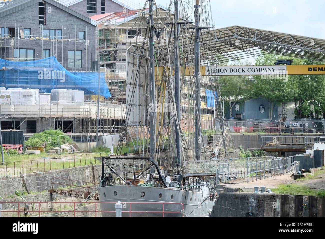 Sailing vessel Fridjof Nansen being refitted in the Albion dock in ...