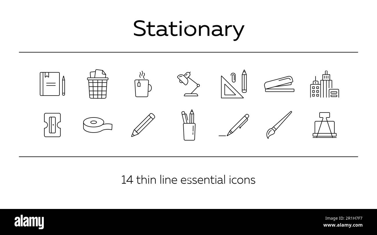 Stationary icon set Stock Vector Image & Art - Alamy