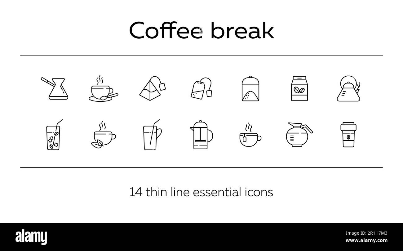 Coffee break line icon set Stock Vector Image & Art - Alamy