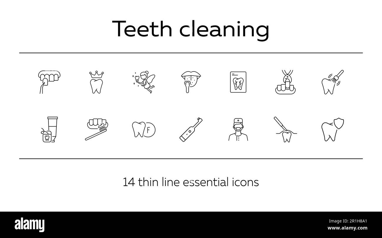 Teeth cleaning line icon set Stock Vector Image & Art - Alamy