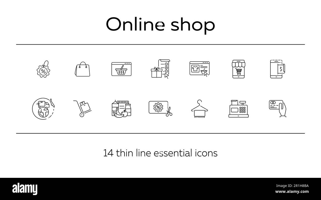 Online shop line icon set Stock Vector Image & Art - Alamy