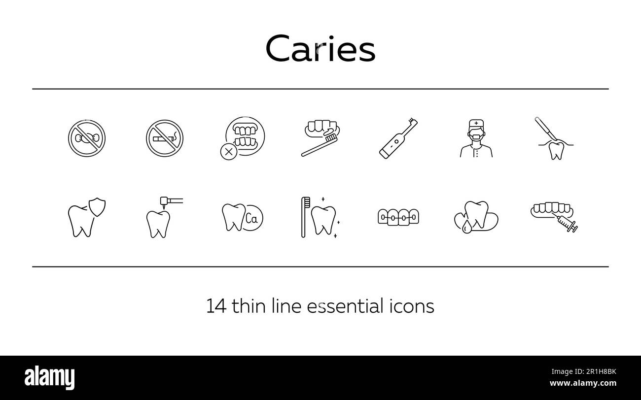 Caries icons. Set of line icons Stock Vector Image & Art - Alamy