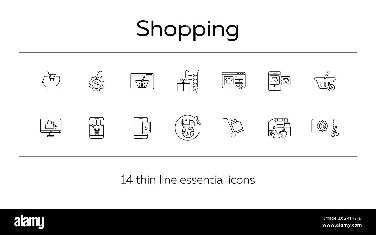 Shopping line icon set Stock Vector Image & Art - Alamy