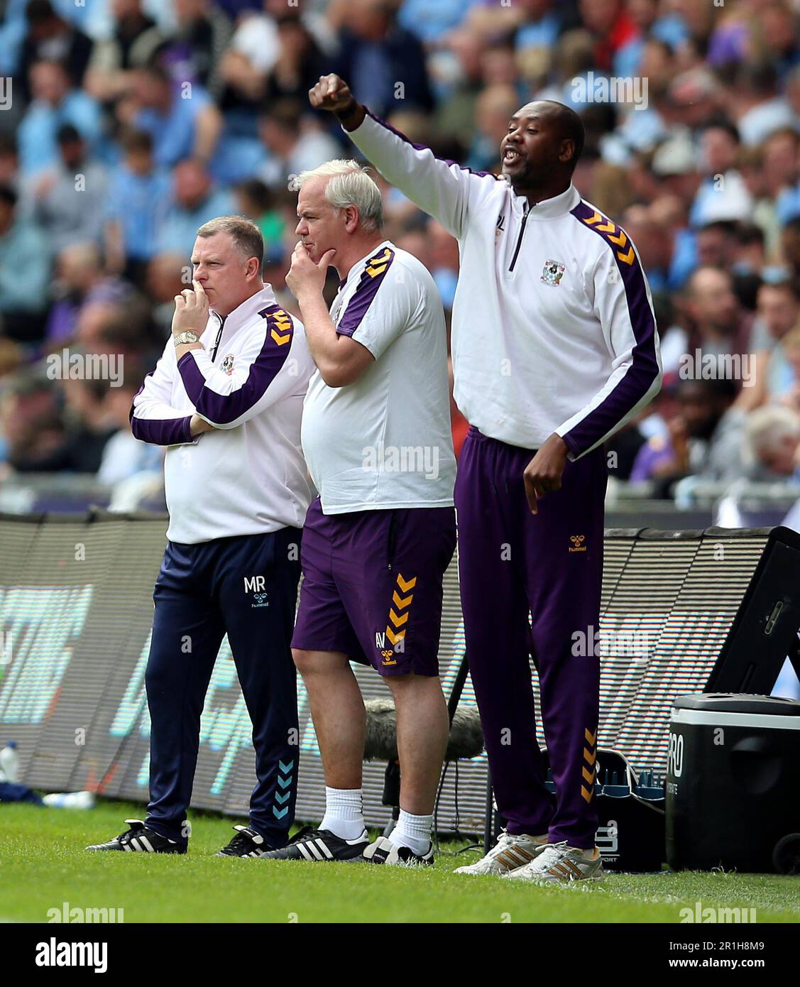 Coventry City manager Mark Robins (left), with assistant Adi Viveash ...