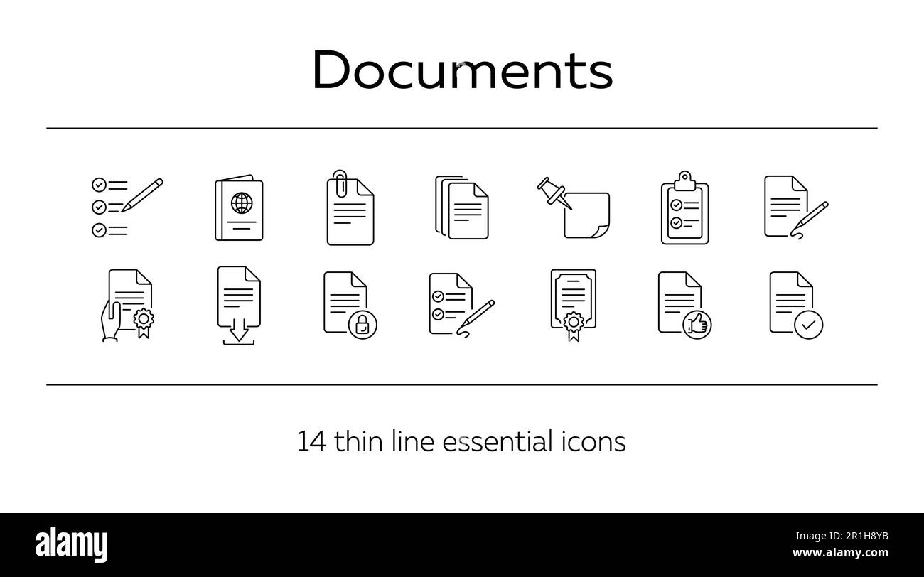Paper documents icon logo Black and White Stock Photos & Images - Alamy