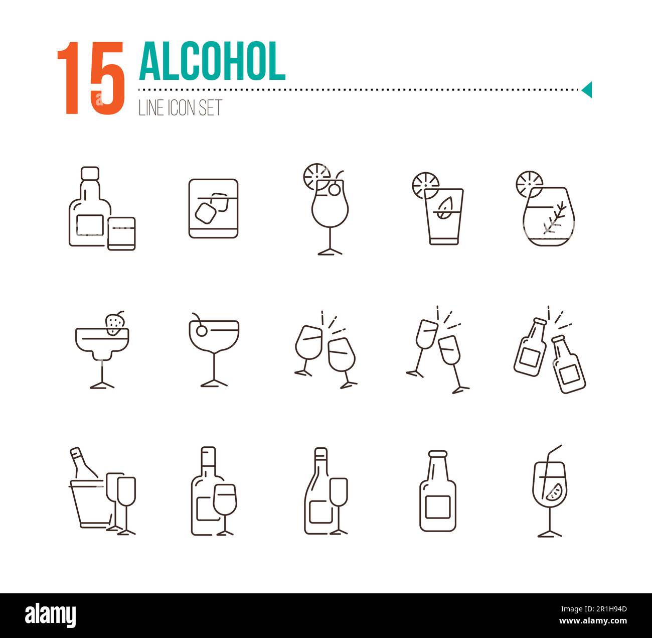 Alcohol line icons Stock Vector Image & Art - Alamy