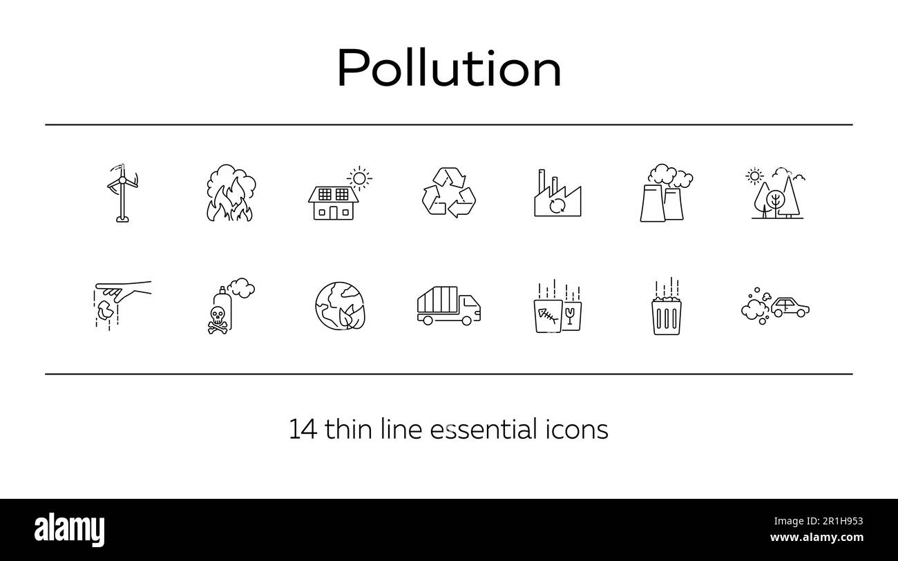 Pollution line icon set Stock Vector Image & Art - Alamy
