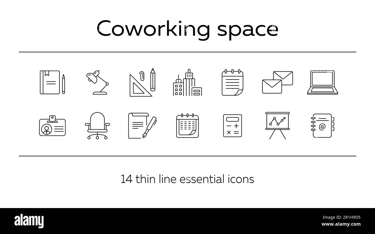 Coworking space icon set Stock Vector Image & Art - Alamy