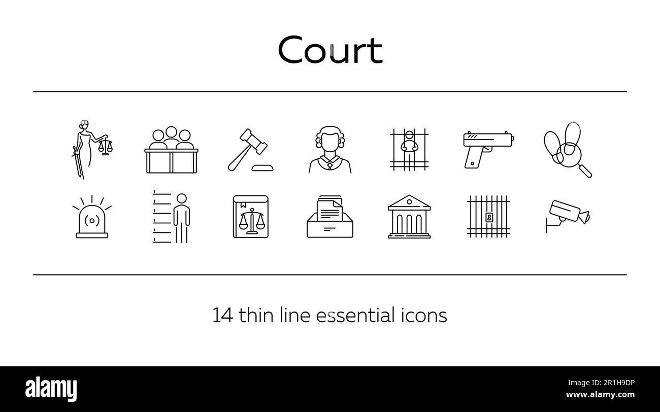 Courthouse line icon set Stock Vector Image & Art - Alamy
