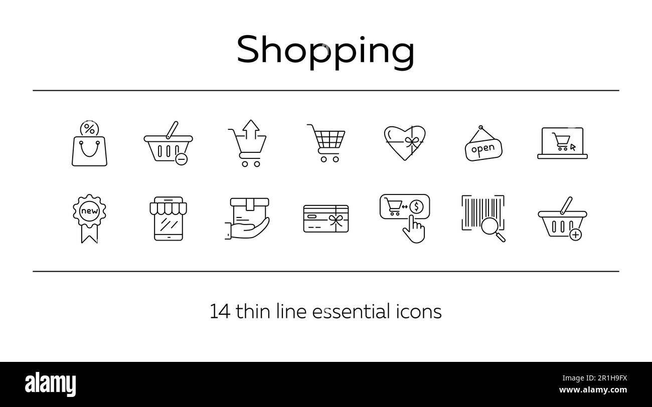 Shopping line icon set Stock Vector Image & Art - Alamy