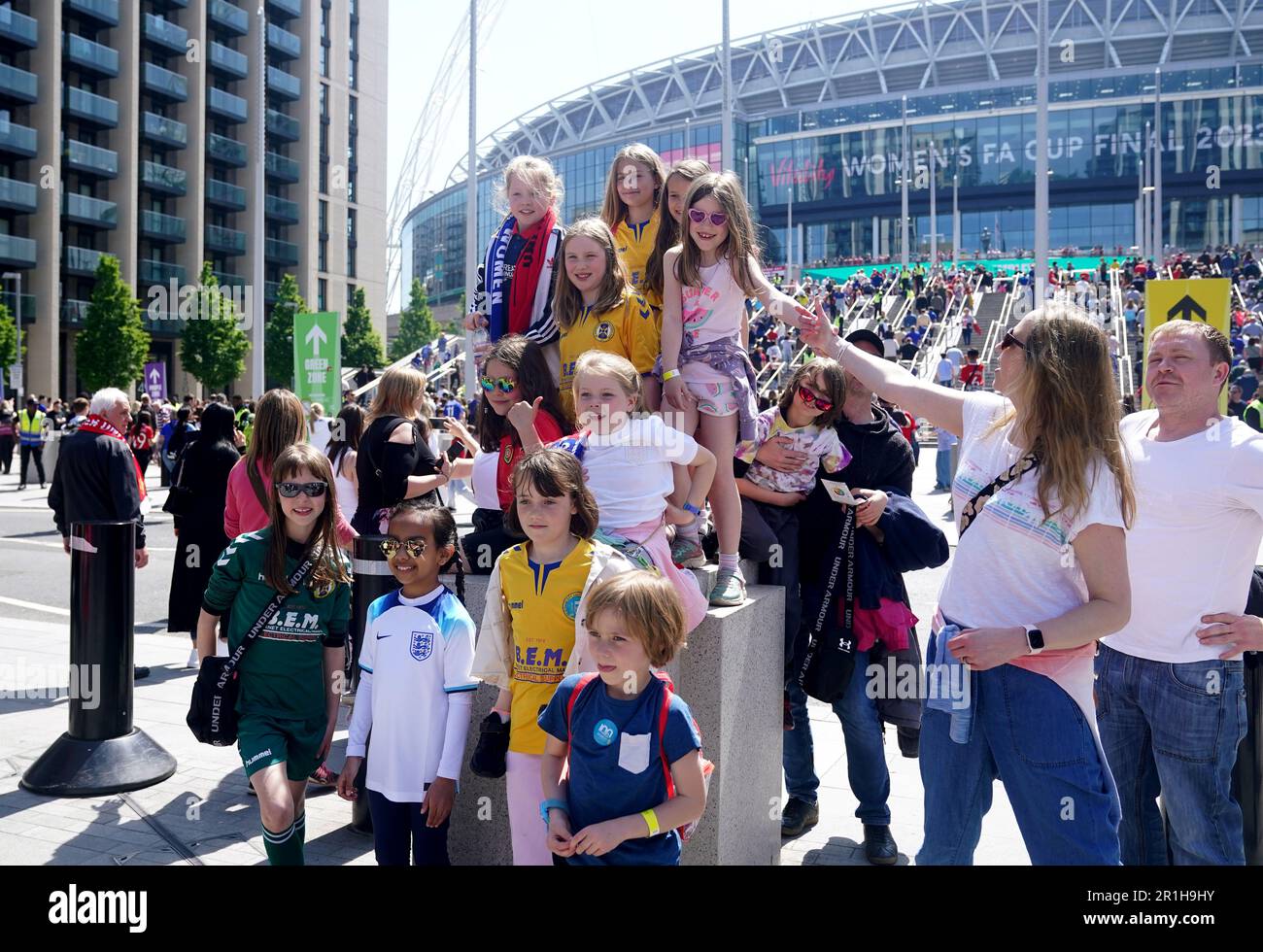 Fans pose for a photograph on Wembley way ahead of the Vitality Women's ...