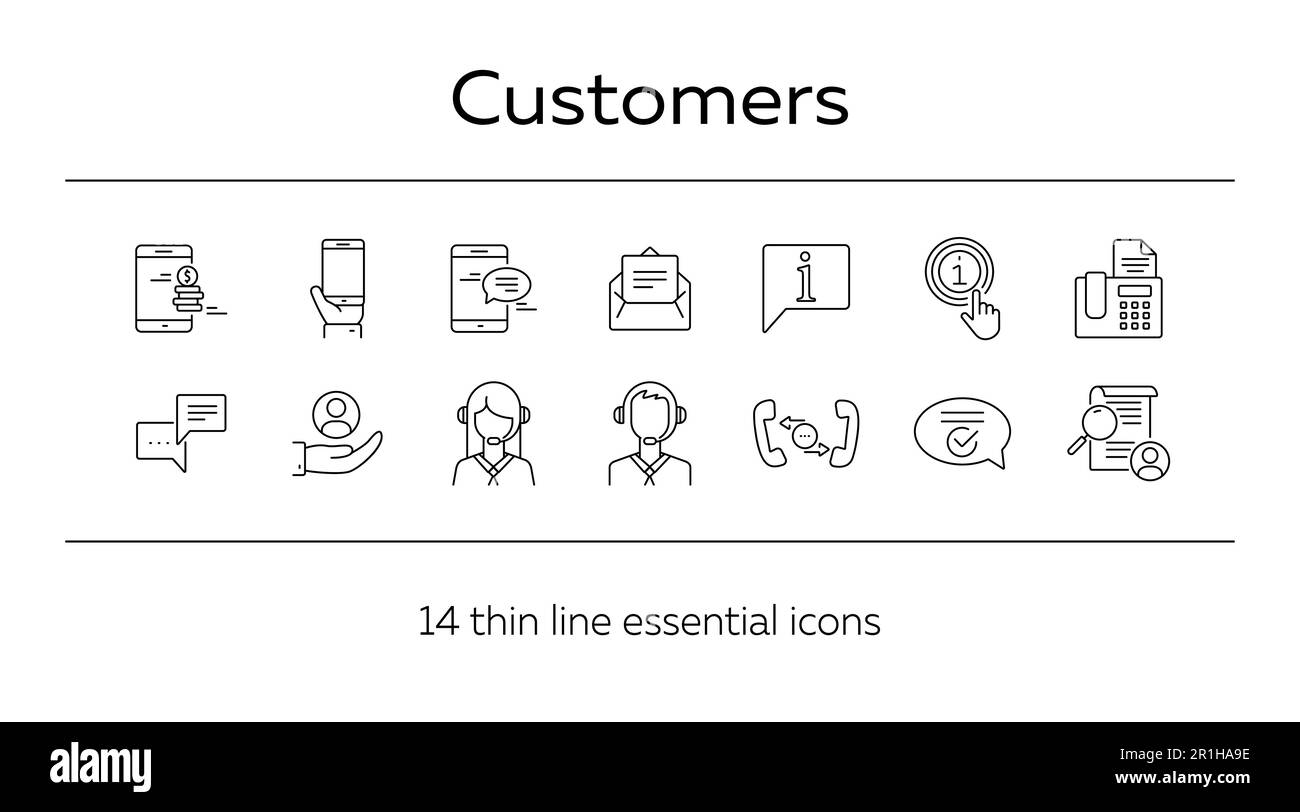 Customer support line icon set Stock Vector Image & Art - Alamy