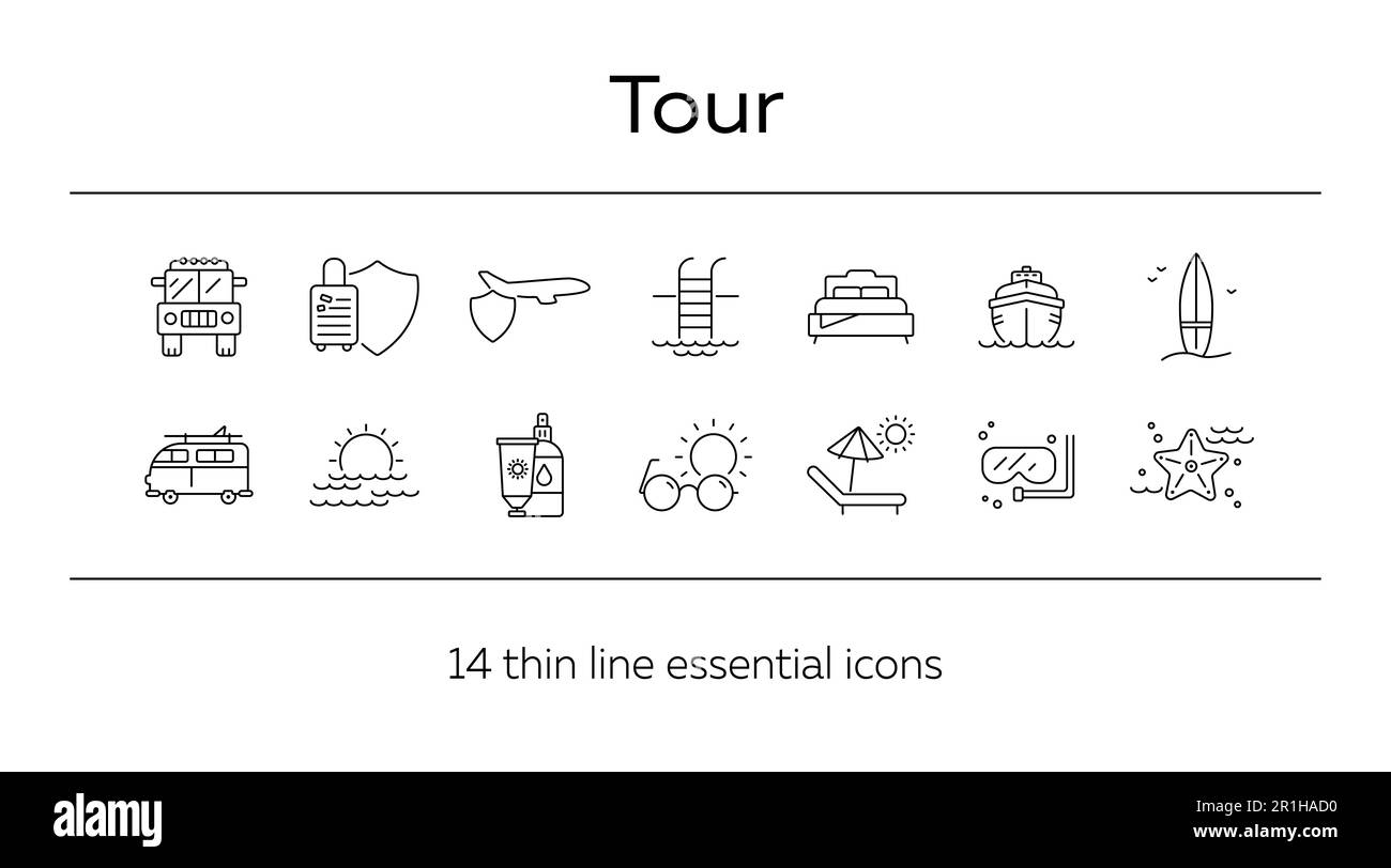 Tour line icon set Stock Vector Image & Art - Alamy