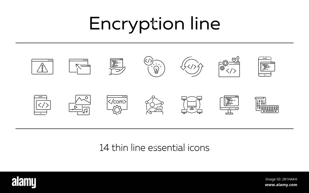 Encryption line icons Stock Vector Image & Art - Alamy