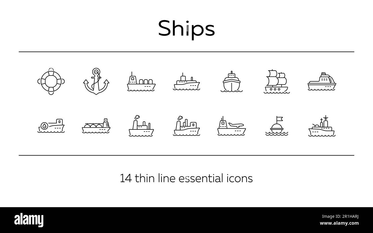 Ships line icon set Stock Vector Image & Art - Alamy