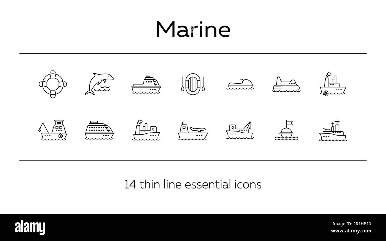 Marine line icon set Stock Vector Image & Art - Alamy