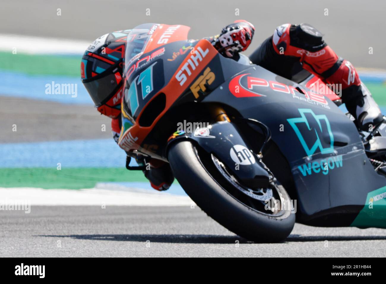 Italian rider Sergio Garcia of the Pons Wegow Los40 steers his ...