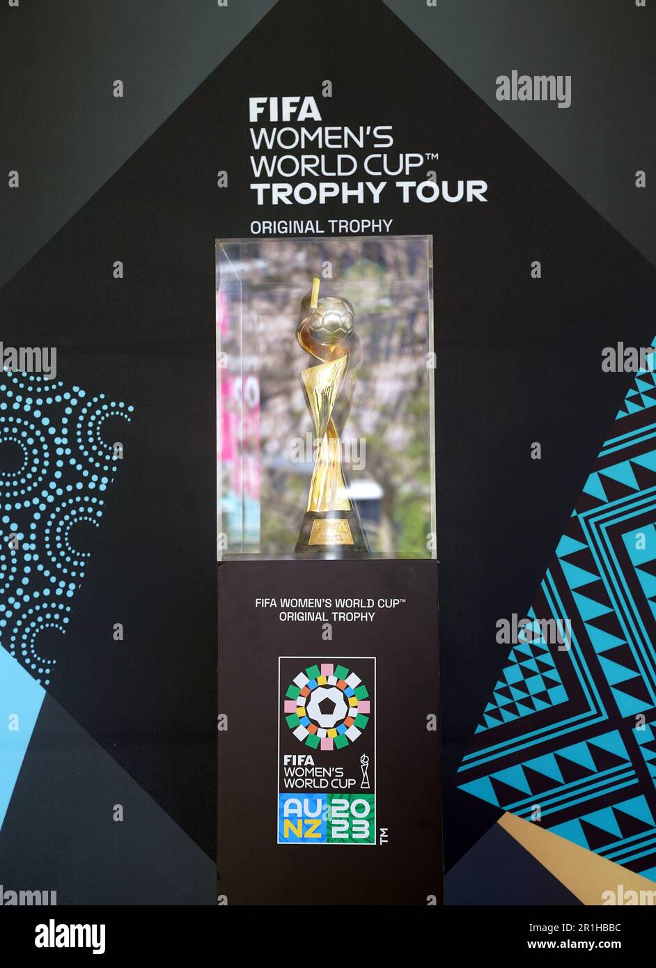 The FIFA Women's World Cup trophy on display ahead of the Vitality ...