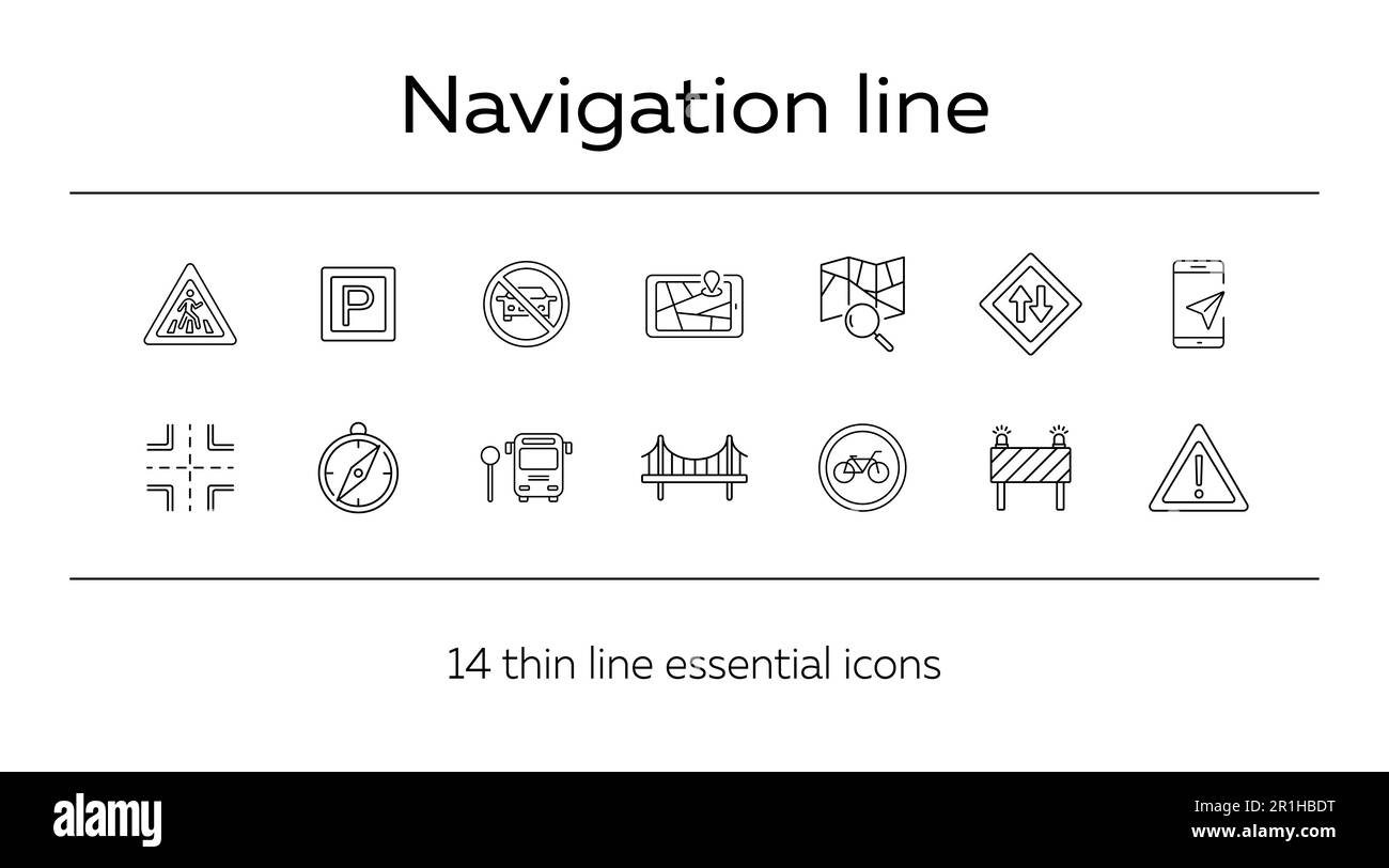 Navigation line icons Stock Vector Image & Art - Alamy